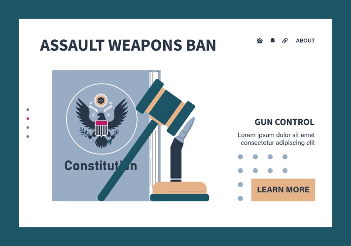 Gun control web or landing set second amendment Vector Image