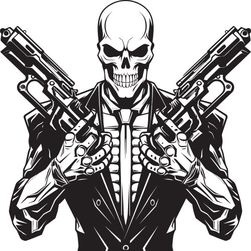 Bonefire blasters skeleton armed with guns logo Vector Image