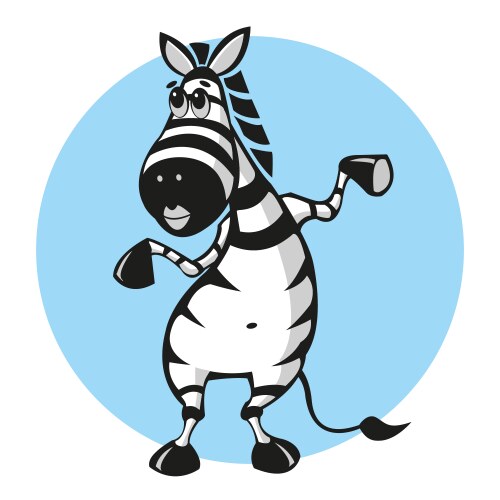 Zebra cheerful dancing cartoon character Vector Image