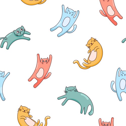 Cute funny cat seamless pattern Royalty Free Vector Image