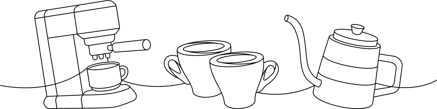 Coffee shop set one line continuous drawing Vector Image