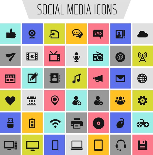 Big social media icon set trendy flat icons Vector Image