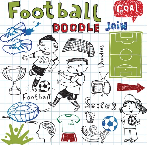 Football doodle set Royalty Free Vector Image - VectorStock