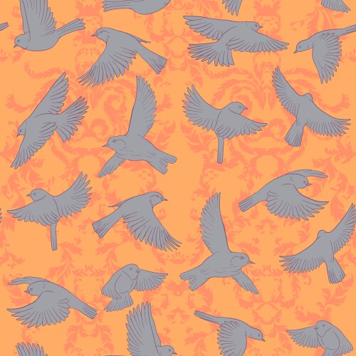 Drawing natural pattern with birds Royalty Free Vector Image