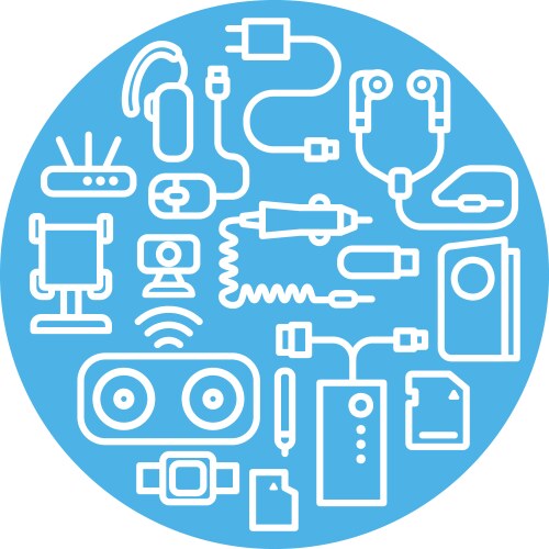 Mobile phone accessories icons Royalty Free Vector Image