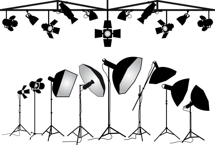 Stage lighting icons Royalty Free Vector Image