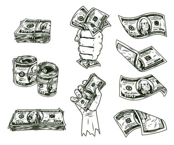 Colorful money roll of dollars concept Royalty Free Vector