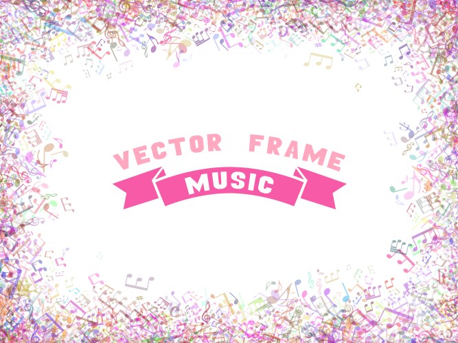 Colorful music notes border frame Royalty Free Vector Image