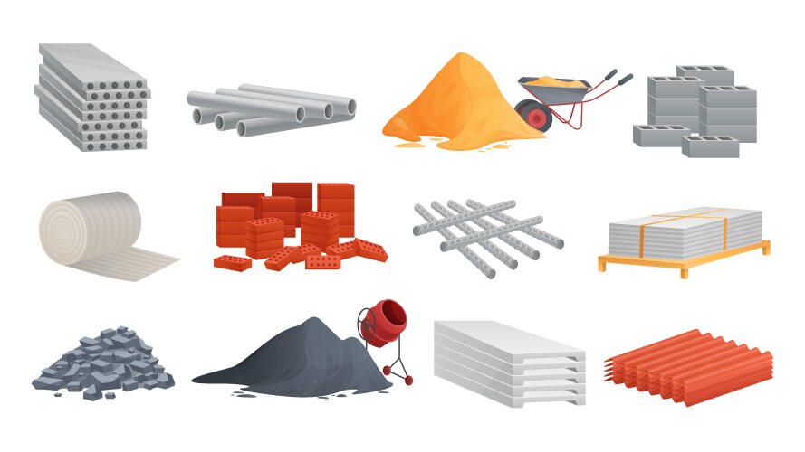 Building materials heaps construction material Vector Image