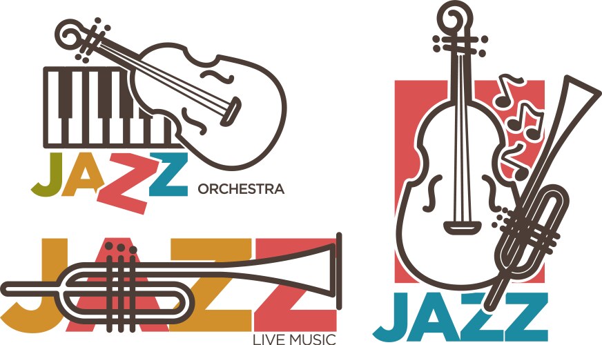 Jazz music event logos Royalty Free Vector Image
