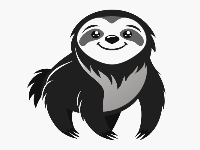 Happy sloth silhouette black and grey c Royalty Free Vector