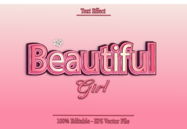 Cutie girl editable text effect 3d emboss vintage Vector Image
