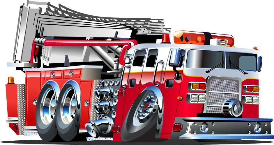 Cartoon of firefighter truck Royalty Free Vector Image