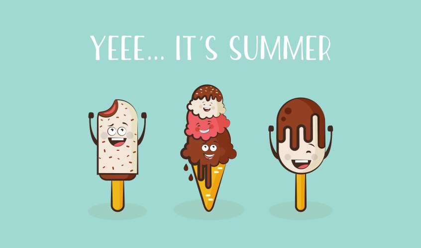 Funny ice cream characters Royalty Free Vector Image
