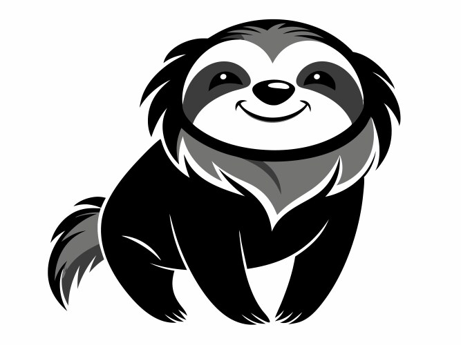 Happy sloth silhouette black and grey c Royalty Free Vector