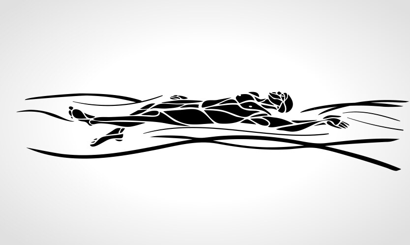 A swimmer black and white drawing Royalty Free Vector Image
