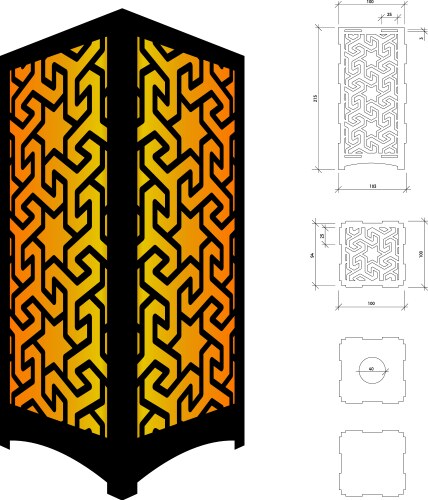 Cut out template for lamp Royalty Free Vector Image