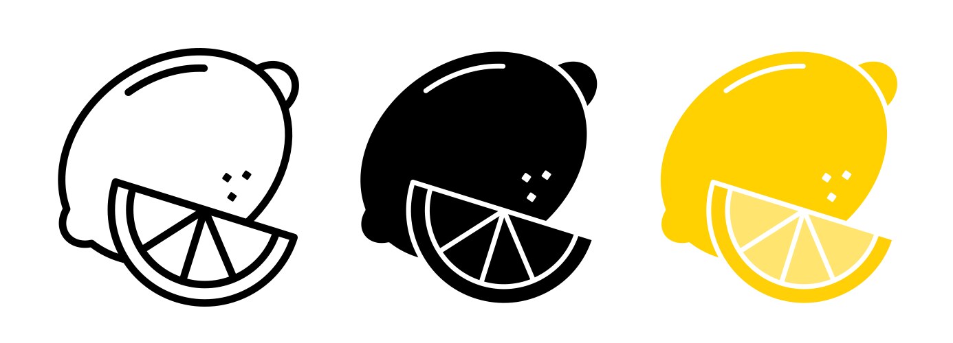 Lemon icon set slice citrus symbol Royalty Free Vector Image