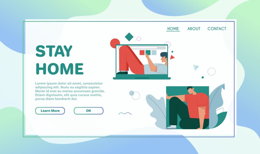 Stay home isolation concept horizontal banner Vector Image