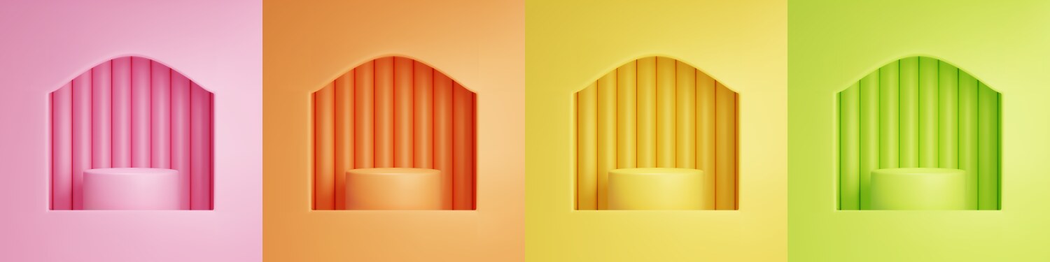 Cylinder podiums in arch windows Royalty Free Vector Image