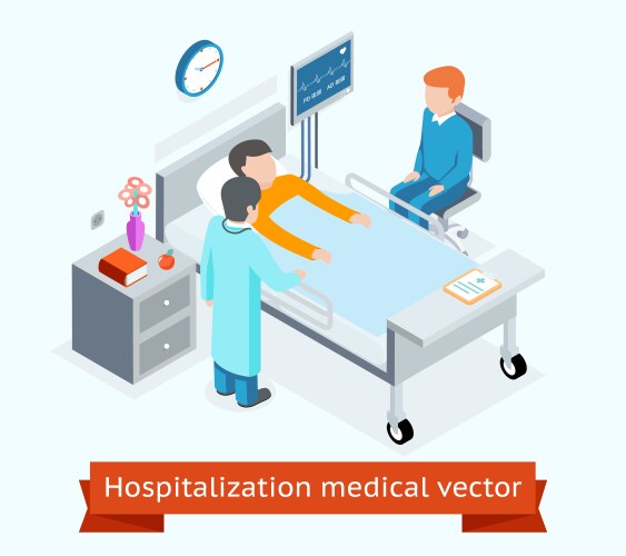 Hospital computer healthcare data isometric Vector Image
