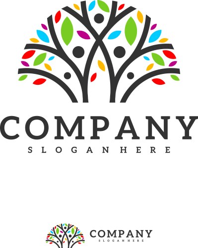 Hand print people tree symbol for community help Vector Image