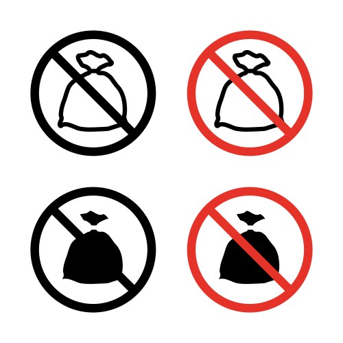 No garbage sign icon set trash litter forbidden Vector Image