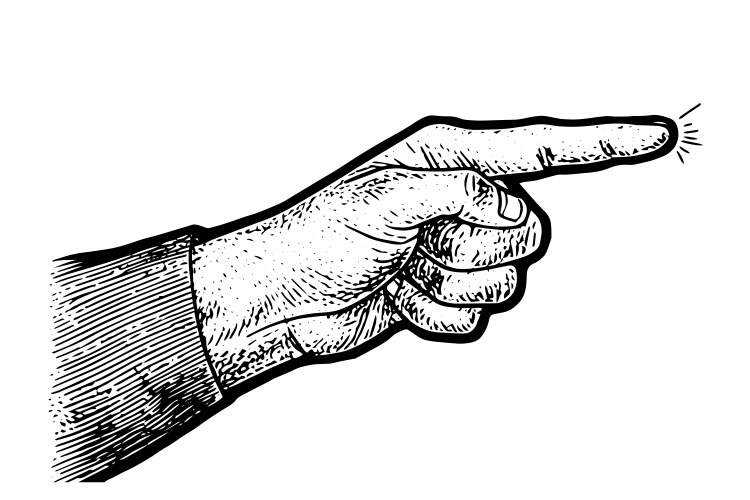 Pointing finger black vintage engraved Royalty Free Vector