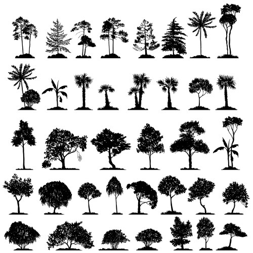 Set of different landscapes with trees Royalty Free Vector