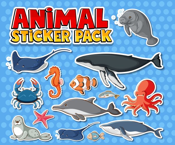 Sticker set with fancy fish Royalty Free Vector Image