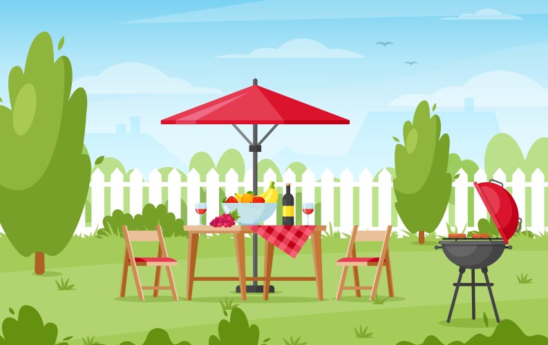 Outdoor backyard background cartoon Royalty Free Vector