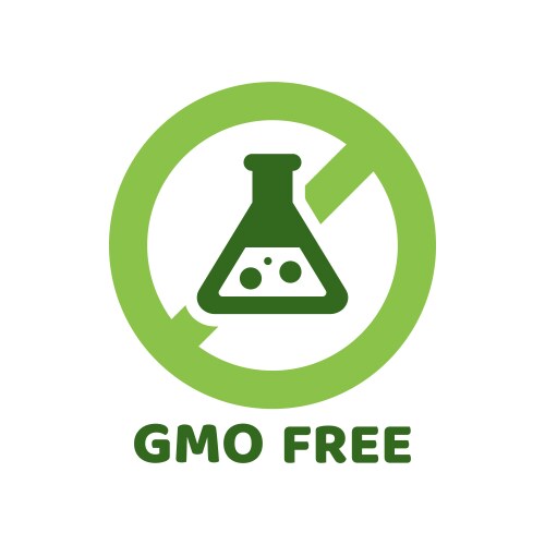 Non gmo symbols free product emblems natural Vector Image