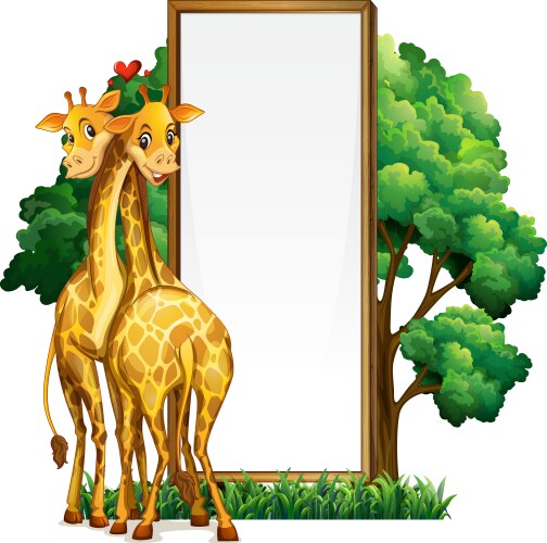 Border design with two giraffes Royalty Free Vector Image