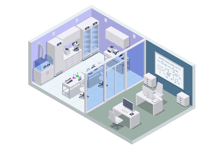Isometric Computer Lab Classroom Royalty Free Vector Image