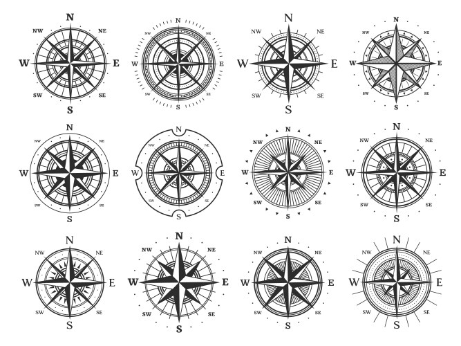 Seafarer navigation compass nautical icon Vector Image
