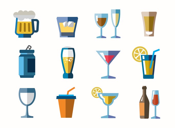 Beverages icons set Royalty Free Vector Image - VectorStock