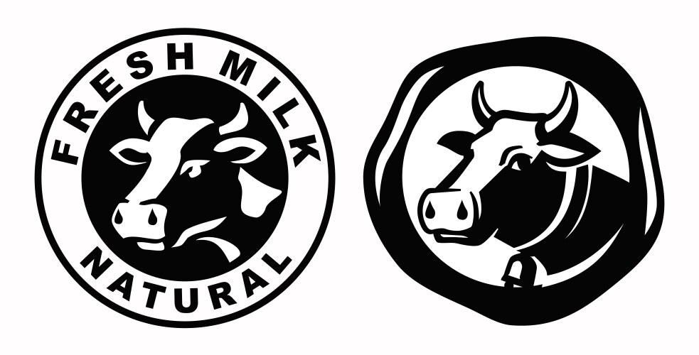 Cow head silhouette emblem label Royalty Free Vector Image