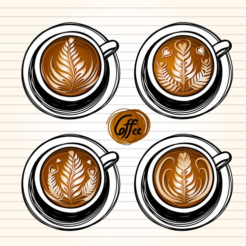 Latte art coffee Royalty Free Vector Image - VectorStock