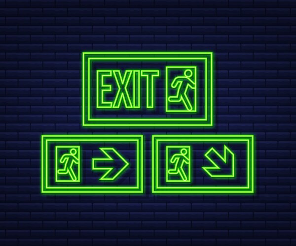 Escape room neon sign text and sandglass Vector Image