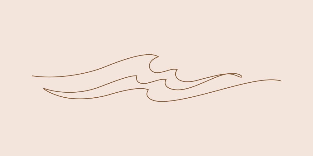 Set of sea wave one line minimalism style thin Vector Image