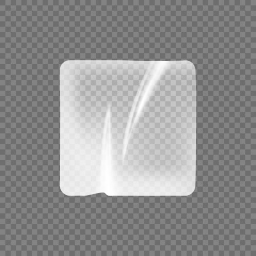 Glued rounded square transparent plastic sticker Vector Image