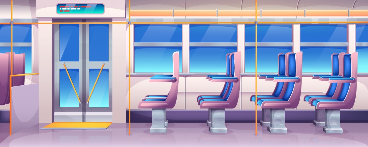 Bus interior with empty yellow seats Royalty Free Vector