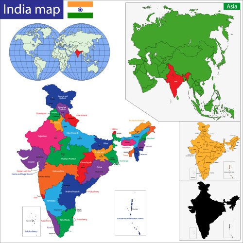 India Black and White Map Vector Images (over 5,300)