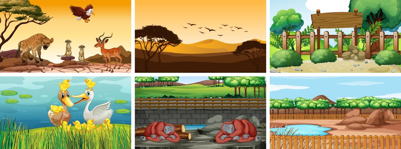 Animals at nature scene Royalty Free Vector Image