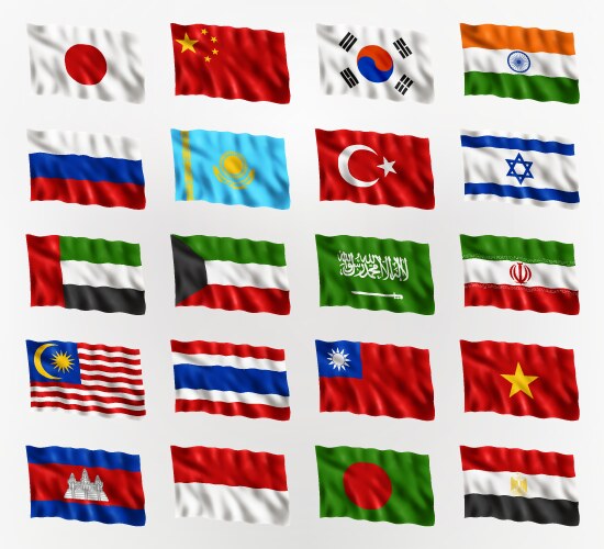 Asian Countries Flags Vector Images (over 28,000)