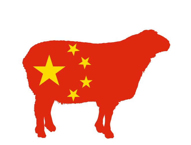 China flag sheep silhouette Royalty Free Vector Image