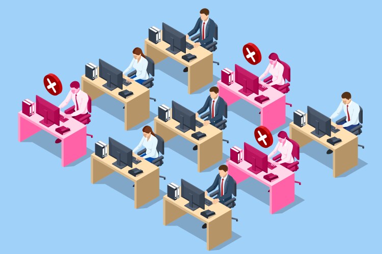 Isometric organisational restructuring staff Vector Image