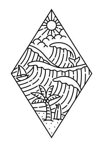 Beautiful nature line art Royalty Free Vector Image