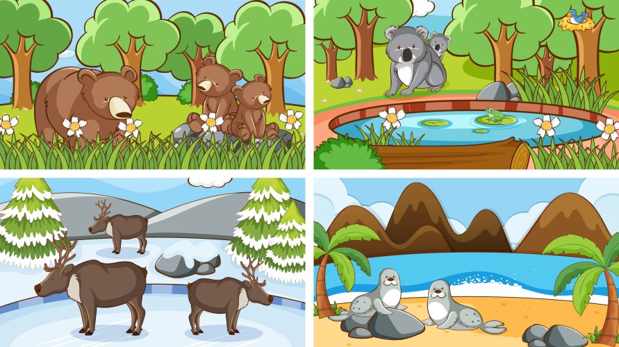 Background scenes animals in wild Royalty Free Vector Image