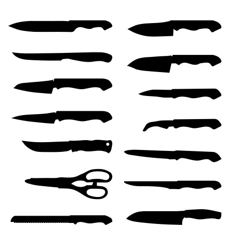 Cutlery set and kitchen knives Royalty Free Vector Image